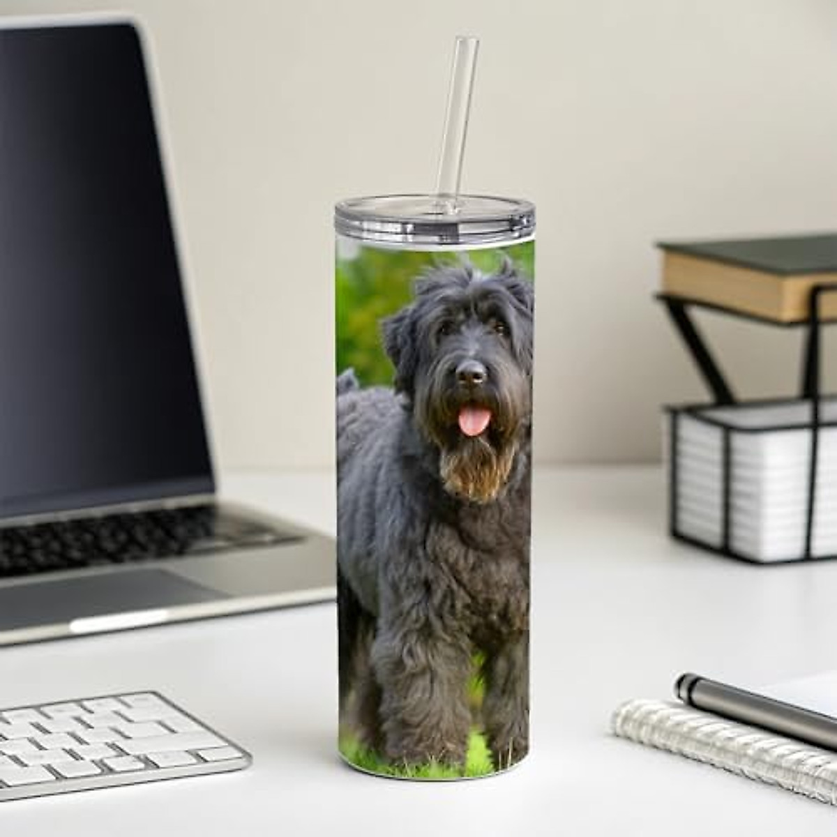Bouviers Des Flandres Dog Photo Skinny Tumbler 20oz with Straw Insulated Water Bottle Gift