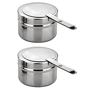 2pcs Steel Buffet Fuel Serving Dishes Chafing Dish Burner Holder Chafing Dishes& Food Warmers Fuel Holder Stainless Warming Trays for Buffets Party Tiny Fuel Holder Cans Small