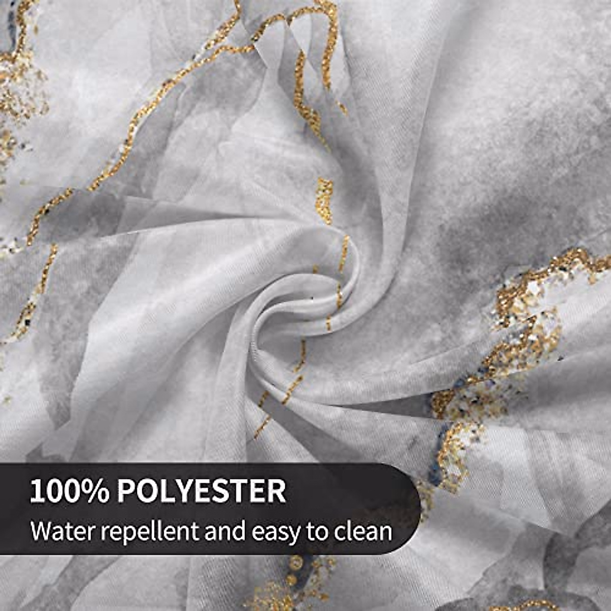 Gold Marble Round Tablecloth 60 Inch - Waterproof & Wrinkle Resistant Washable Fabric Spring Table Cloth for Dining Room Party Outdoor Picnic, White and Grey