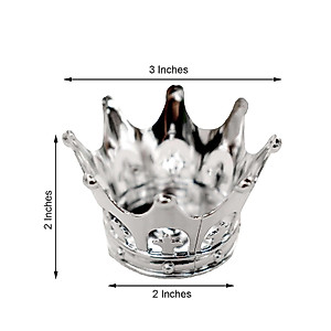 Efavormart 12 Pack - 3" Silver Fillable Crown Favor Containers for Wedding, Bridal Shower, Birthday, Candy Jars Decorations