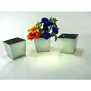 3 pc.set Square Galvanized Pot Bucket 4" tall x 4" wide