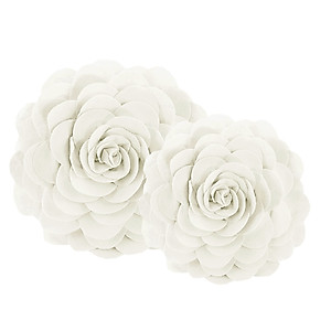 Fennco Styles Eva's Flower Garden Decorative Throw Pillow Cover 16" Round - Ivory Floral Accent Pillow Case for Home, Couch, Bed, Living Room, Holiday and Office Décor