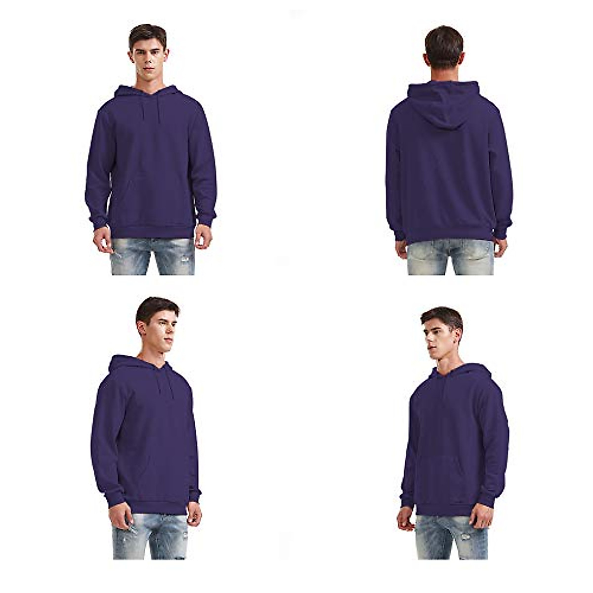 BETTERCHIC Men's Hooded Sweatshirt Long Sleeve Soft Brushed Fleece Hoody Classic Drawstring Pullover Hoodie (NAVY,XL