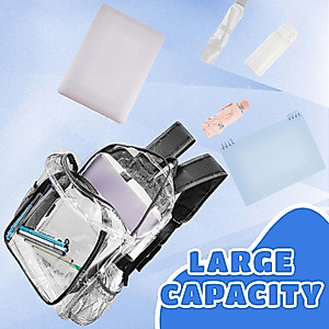 12 Pcs Clear Backpack Heavy Duty Clear Bookbags Clear Backpack Stadium Approved 17 Transparent See Through Backpacks for Stadium, Concert, Sports, Work, School, Security