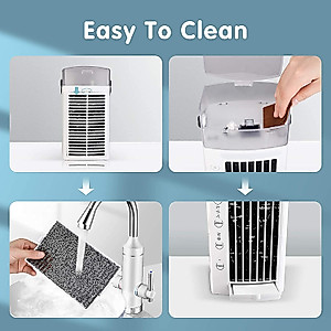 Personal Air Conditioner Fan, Small Air Conditioner Fan, Portable Air Cooler Mini Air Conditioner Fan with 3 Wind Speed, Evaporative Air Humidifier, Desktop Cooling Fan with LED Light for Office, Home