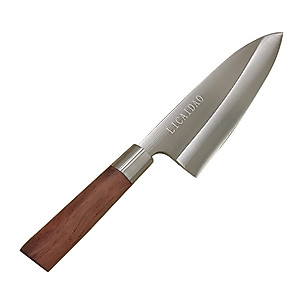 LICAIDAO Deba Knife, Fish Fillet Knife, Stainless Steel Single Bevel Japanese Kitchen Knife for Fish Cutting with Ergonomic Handle, 210mm