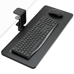 VIVO Clamp-on Rotating Computer Keyboard and Mouse Tray, Swiveling 25 x 10 inch Platform with Extra Sturdy Single Desk Clamp, Ergonomic Typing, Black, MOUNT-KB01CB