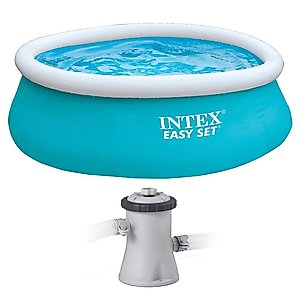 Intex Easy Set 6 Foot x 20 Inch Round Inflatable Above Ground Outdoor Backyard Swimming Pool with 330 GPH Easy Set Cartridge Filter Pump