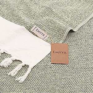 Emyyr Hand Towels for Bathroom - Kitchen - Set of 2 -0 Cotton - Pre Washed, Quick Dry, Soft, 17x37' - Decorative Hand Towel - Hand Towels for Bathroom Clearance, Bath, Face, Tea Towels 01 (Green1)