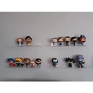 Sooyee 4 Pack 15 Inch Acrylic Invisible Kids Floating Bookshelf for Kids Room,Modern Picture Ledge Display Toy Storage Wall Shelf,Clear (4 Pack)