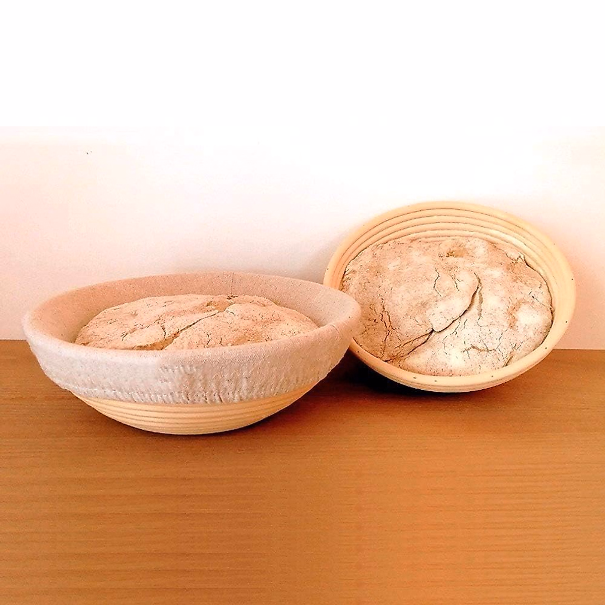 Forsun 1pcs 10" Round Banneton Brotform Bread Dough Proofing Rising Rattan Basket & Liner,Banneton Proofing Basket Set - for Home Bakers (Sourdough Recipe) & Bread Making