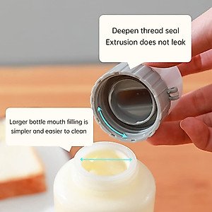 EUBUY 5-hole Squeeze Bottle for Sauces, Plastic Sauce Bottle with Lid and Graduations, Home Kitchen Condiment Squeeze Bottle for Ketchup, Salad, BBQ Sauce, Oil, Syrup, Condiments