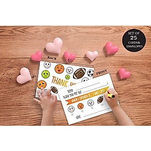 QOFO Basketball Football Sports Fill in the Blank Thank You Cards,Gender Neutral Thank You Notes,For Boys Birthday Party,Event,or Holiday Use,Thank You Notes with Envelopes Set of 25-GXK12