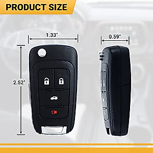 Key Fob Keyless Entry Remote Compatible with Chevy Cruze/Camaro/Impala/Equinox/GMC Terrain/Buick Lacrosse/Regal/Verano/Encore 2010-2019 Car Key Replacement for OHT01060512 (4 Buttons)