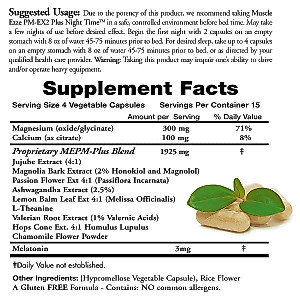 Doctors Nutra Muscle Ezze PM Plus - 3,000mg - Relaxant with Magnesium Glycinate - Gluten Free – 60 Capsules