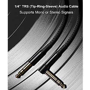 Elebase 1/4 Inch TRS Instrument Cable 15ft 2-Pack,Right-Angled to Straight 6.35mm Male Jack Stereo Audio Cord,6.35 Balanced Interconnect Line for Electric Guitar,Bass,Keyboard,Mixer,Amplifier,Speaker