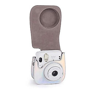 Phetium Instant Camera Case Compatible with Instax Mini 11,PU Leather Bag with Pocket and Adjustable Shoulder Strap (Magic Silver)