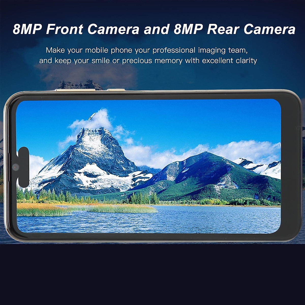 ciciglow I14 Pro Smartphone, 6.1 Inch 4G Mobile Phone, 4GB RAM 32GB ROM, 1080x2320 HD Display, 8MP+8MP Camera, 4800mAh, Face ID, GPS, WiFi, Bluetooth (Gold)