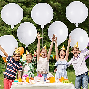 20 Pcs Round Shaped Balloons,18 Inch Round Foil Balloon,Giant Round Mylar Balloon Helium Balloons for Birthday Party Baby Shower Wedding Decorations (White)
