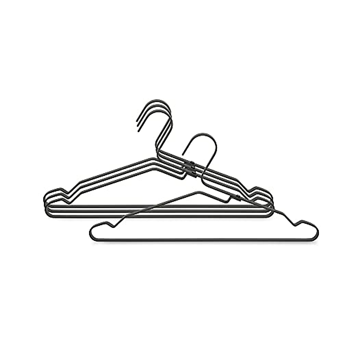 Brabantia Lightweight Black Aluminium Clothes Hangers (Set of 4) Extra Grip & Anti-Stretch Design
