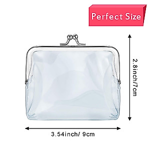 3 Pieces Clear Coin Purse Small Clear Wallet for Women Transparent Change Purse Kiss Lock Plastic PVC Coin Wallet(Silver)