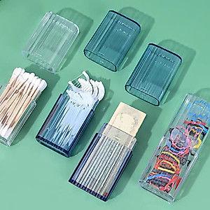 Plastic Portable Project Storage Case Creative Storage Box Transparent Portable Toothpick Box Botton Swab Box Band-aid Box Multi-function Finishing Box Sealed Box (4 PCS)