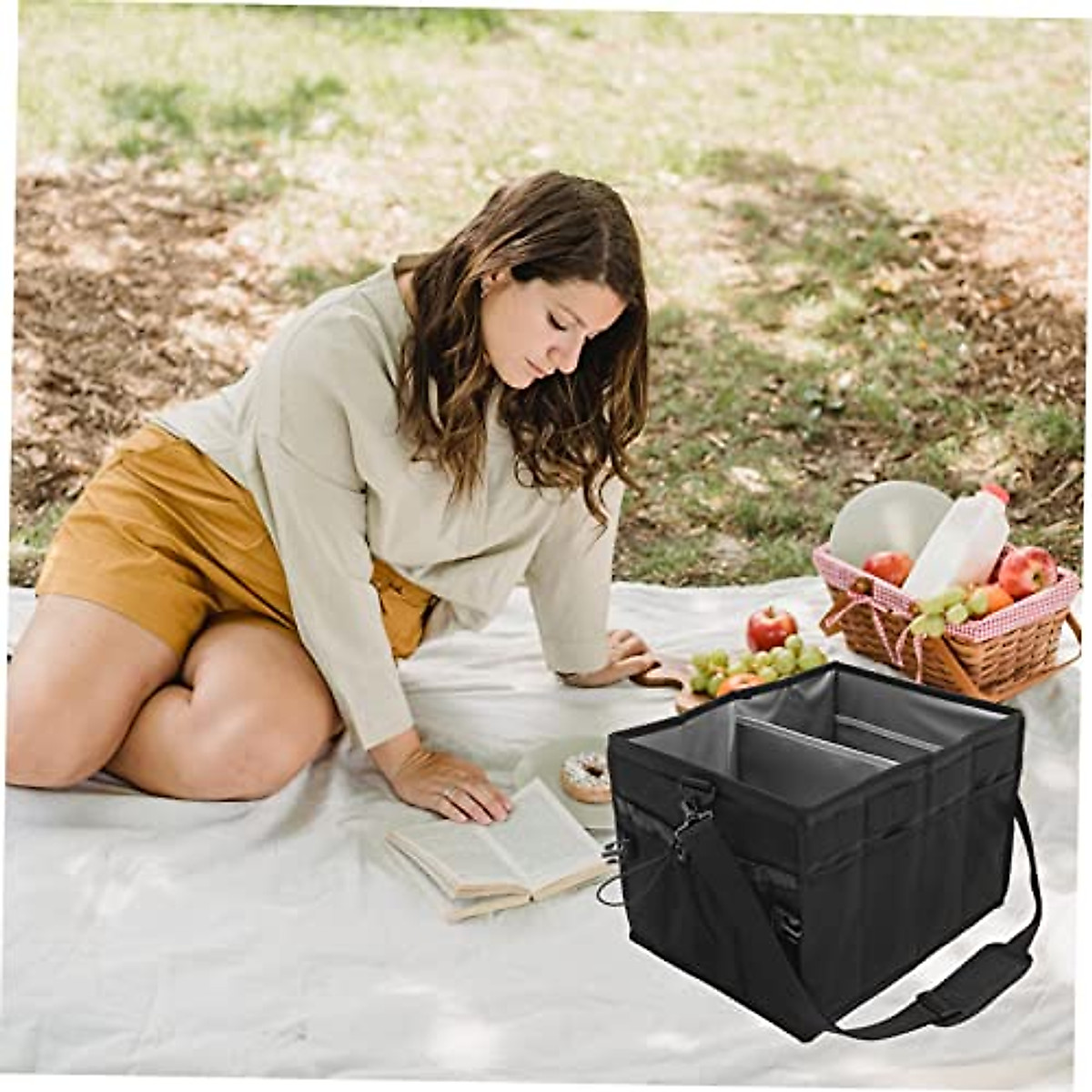 DOITOOL Bbq Storage Box Collapsible Picnic Basket Grill Accessories Picnic Grill Accessory Storage Case Travel Accesories Cargo Organizer Toolkit Outdoor 600d Waterproof Oxford Cloth