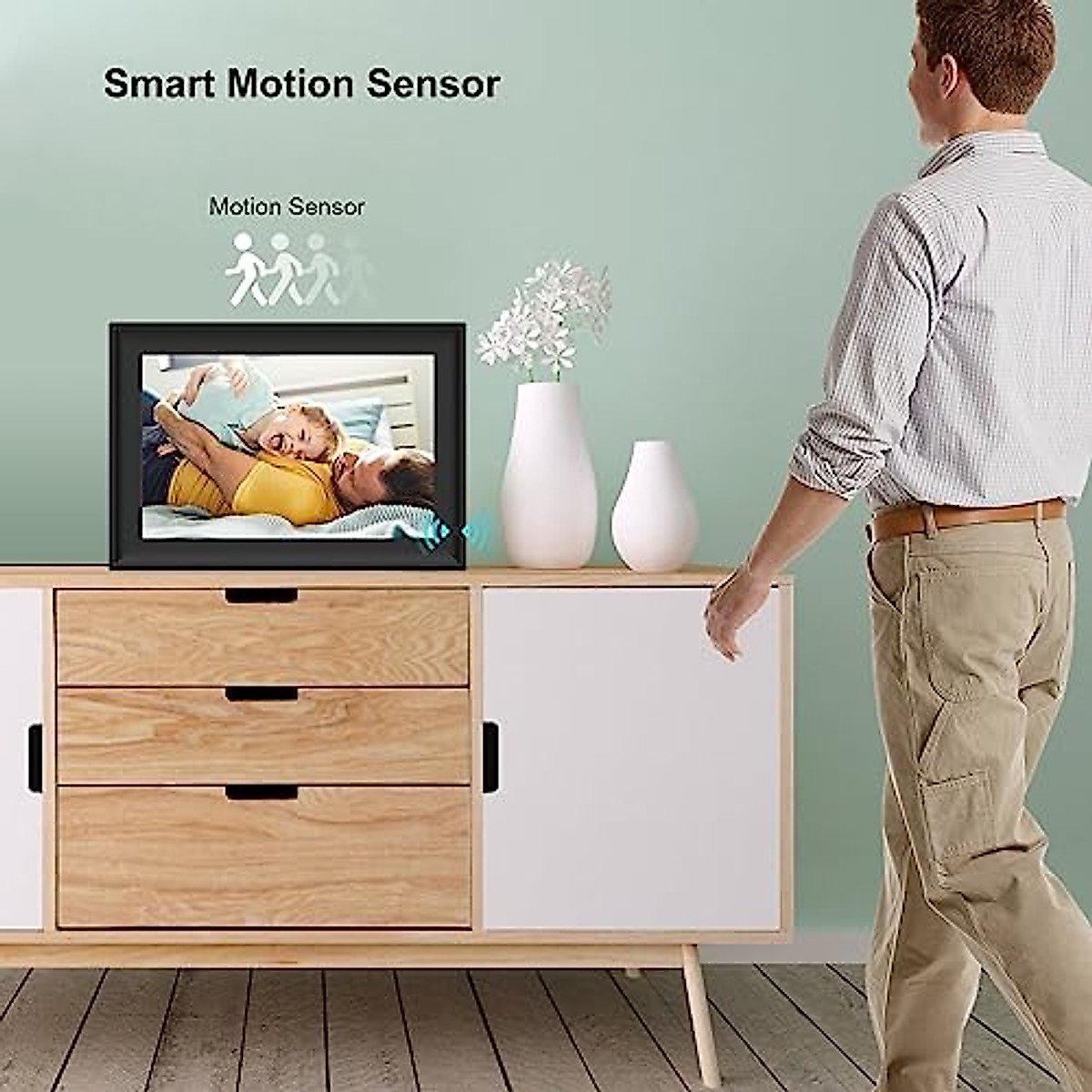 32GB FRAMEO 10.1 Inch Smart WiFi Digital Photo Frame 1280x800 HD IPS LCD Touch Screen, Auto-Rotate, Motion Sensor, Built in 32GB Memory, Share Moments Instantly via Frameo App from Anywhere