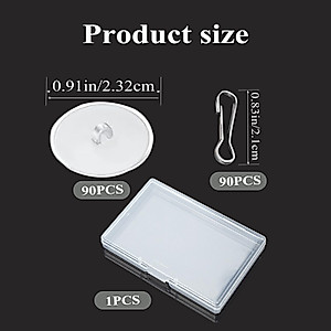 posame 90 Pack Self Adhesive Ceiling Hooks for Hanging - Small Sticky Damage-Free No-Drill Ceiling Discs with Metal Hook, Removable Transparent Wall Hook for Festival Wedding Party Décor