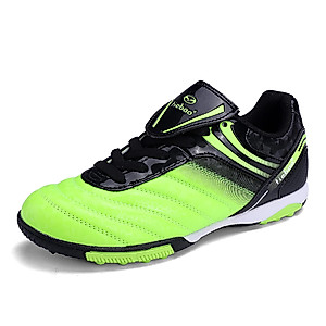 MiFeloo Outdoor Youth Turf Soccer Cleat Shoes Boys Girls Lace Up Football TF Training Sneaker(Big Kid) Green US 6