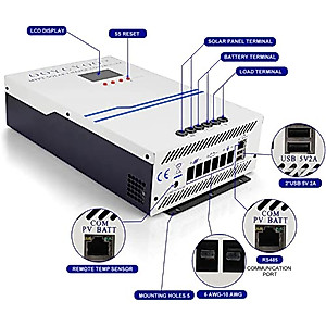 100 Amp MPPT Solar Charge Controller 24V 12V Auto, 100A Solar Panel Regulator Max Input Power 2500W, for AGM Sealed Gel Flooded Lithium Battery