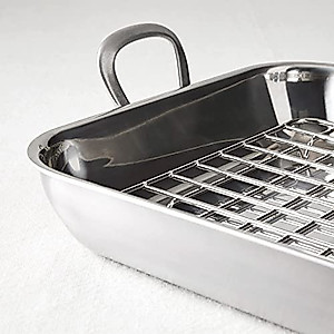 GreenPan X Food 52 Five-Two Essentials, Tri-Ply Stainless Steel 12" Roaster with Roasting Rack, PFAS-Free, Multi Clad, Induction, Dishwasher Safe, Oven Safe, Silver