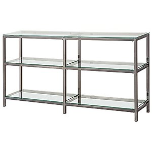 Coaster Furniture Book Case Coaster Contemporary Black Nickel Finished Two Tier Metal Bookcase/Console with Glass Shelves 801018