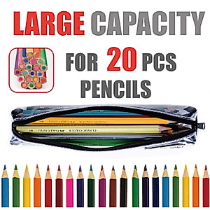 Rough Enough Slim Thin Small Cute Clear Pencil Case Pouch for Kids Boys Girls Adults School Stationary Art Supplies for College Students Teacher Office Aesthetic