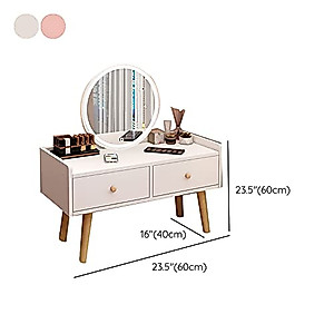 LITFAD Modern Makeup Vanity Standing Vanity Set with Drawer Bedroom Wood Dressing Table - Makeup Vanity & Mirror with LED Light Pink 24" L x 16" W x 24" H