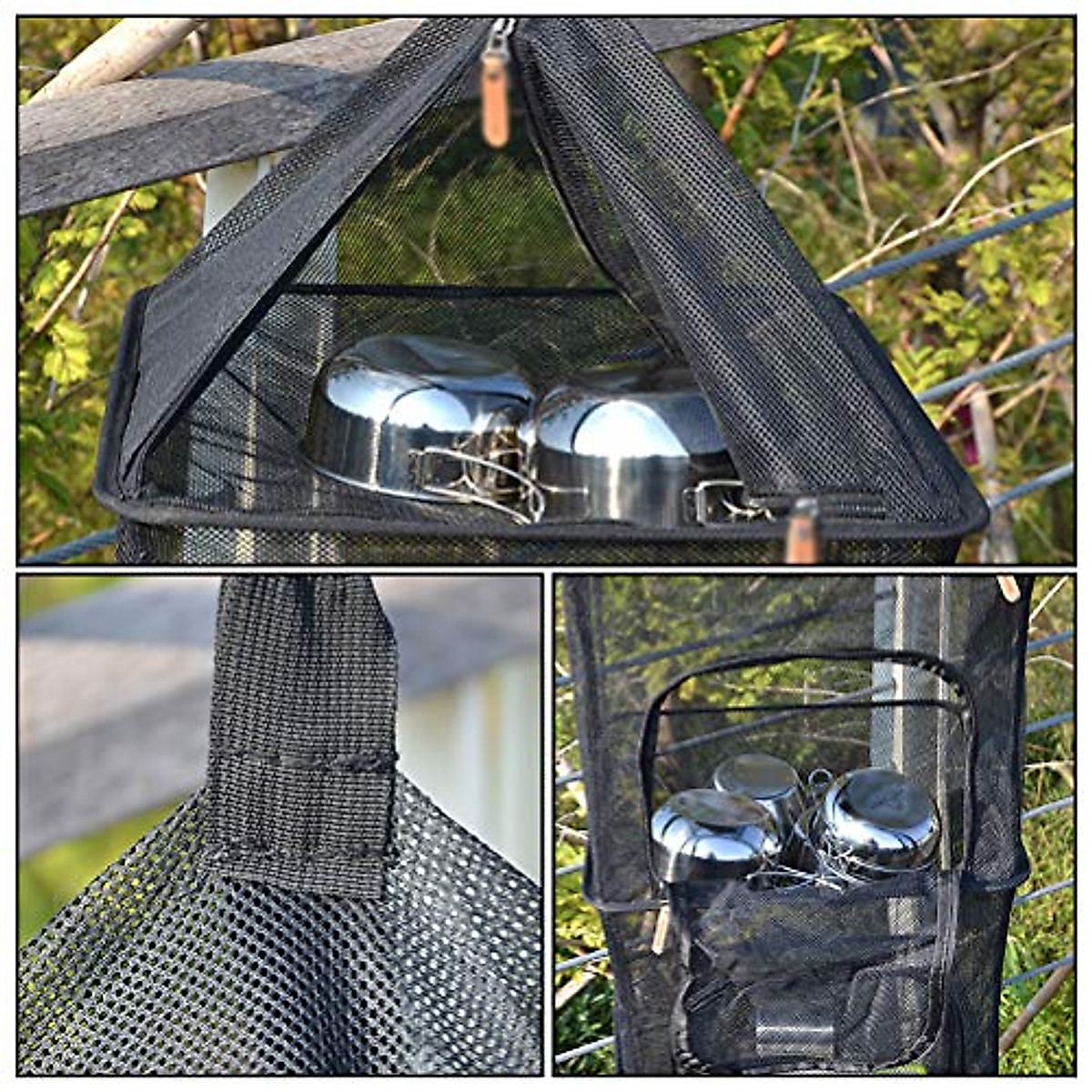 BESPORTBLE Foldable 4 Layers Hanging Drying Net Hanging Dryer Net with Zipper for Outdoor Exquisite Home Accessories