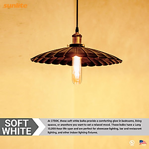 Sunlite LED Filament T10 Tubular Light Bulb, 2 Watts (25W Equivalent), 160 Lumens, Medium E26 Base, 120 Volts, Dimmable, 90 CRI, UL Listed, Clear, 2700K Soft White, 1 Pack