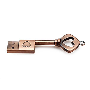 64GB USB 2.0 Flash Drive Metal Heart Key Ring Shape Waterproof Keychain USB Pen Drive Memory Stick Thumb Drives Pendrive