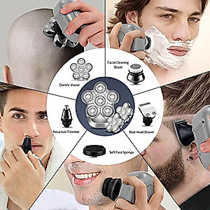 Roziaplus Head Shaver for Bald Men Electric Shavers Upgrade Rotary Shaver Best Close Shaver for Man Rechargeable Bald Mens Razor Multifunctional Electric Razors Wet & Dry Shaved Bald Shaver