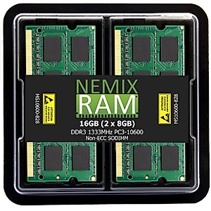 NEMIX RAM 16GB (2X8GB) DDR3 1333MHZ PC3-10600 2Rx8 1.35V 204-PIN Non-ECC SODIMM KIT Compatible with MacBook Pro Laptop iMac Memory