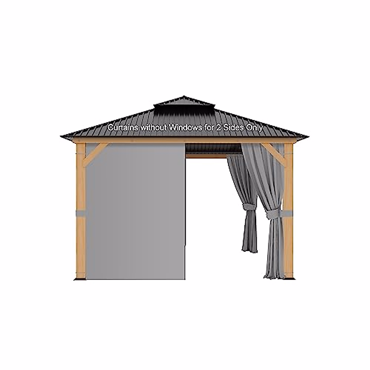 Garden Sunny 2 Panels-10'x10' Replacement Universal Gazebo Curtains Privacy Sidewall,Shade Curtains,Protecting Side Walls (Only Curtain -2 Panels Without PVC Window)-Grey