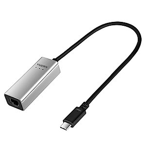 YUENN USB-C Metal Gigabit Ethernet Adapter, USB-C to RJ-45, 10/100/1000 Mbps, for Laptop Tablet PC with USB-C Connector, Compatible with Thunderbolt 3, Windows, Mac, Linux, Android
