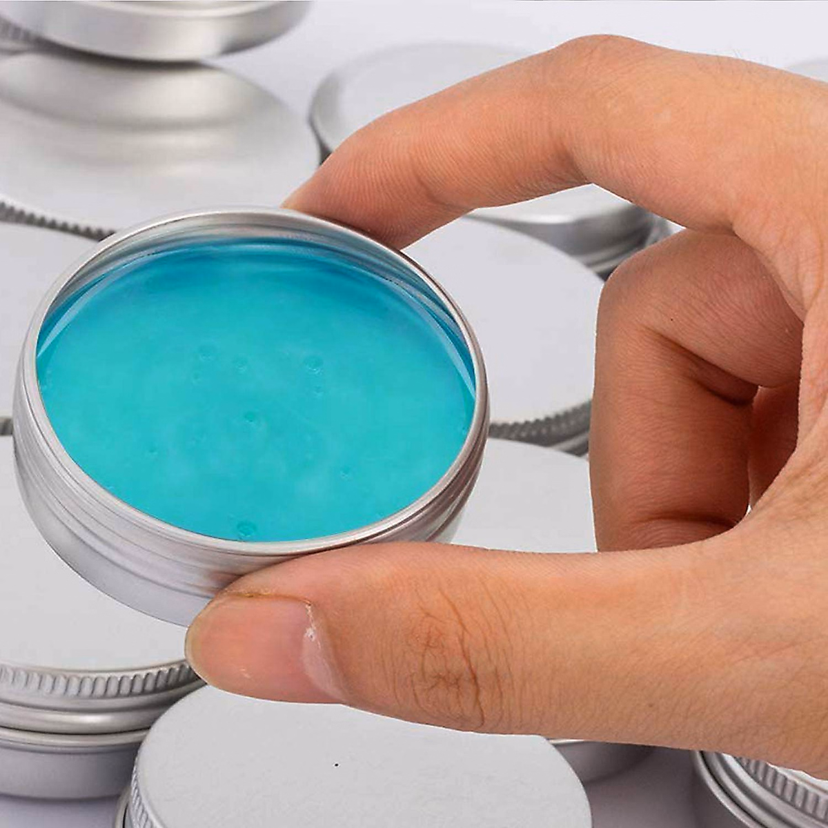 2 Ounce Aluminum Tin Jar Refillable Containers 60 ml Aluminum Screw Lid Round Tin Container Bottle for Cosmetic,Lip Balm, Cream, 12 Pack.