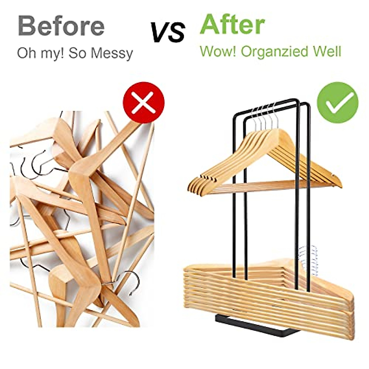 Hanger Organizer Holder, 2Piece Hanger Stacker for Laundry Room Closet Dry Cleaning Room, Hanger Storage Rack for Adult or Kids Hangers