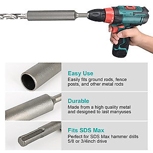 AQQHSAIN SDS Plus Ground Rod Driver Bit for 5/8 Inch and 3/4 Inch Ground Rods Work with Rotary Hammer Drills Great for All SDS Plus Hammer Drills