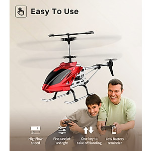 RC Helicopter, S37 Aircraft with Altitude Hold, 3.5 Channel, Sturdy Alloy Material, Gyro Stabilizer and High & Low Speed, Multi-Protection Drone for Kids and Beginners to Play Indoor-Red