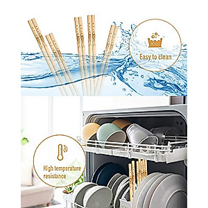 YUNDUOJIA 5 pairs of bamboo chopsticks can be reused, classic healthy high-quality natural bamboo chopsticks, can be washed in the dishwasher, 9.8 inches / 25 cm, (pattern: more than every year)