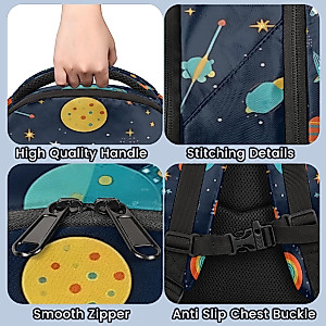 FZDXZJJ Custom Name Backpack for Boys Girls Teens Space Planet Personalized 16 Inch Kids Backpack Rocket Galaxy Middle Schoolbag Primary Elementary Student Bookbag for Back to School Gift