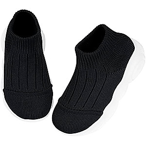 Baby Shoes Girls Boys Toddler Socks Breathable Baby Slippers Infant First Walking Sneaker Non Slip Soft Rubber Sole,Black