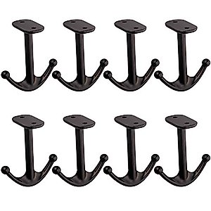 DEEKOUDT Ball Two Prong Ceiling Hook for Closet Top Bathroom Kitchen Cabinet Garage Pack of 8 (Ball Black)